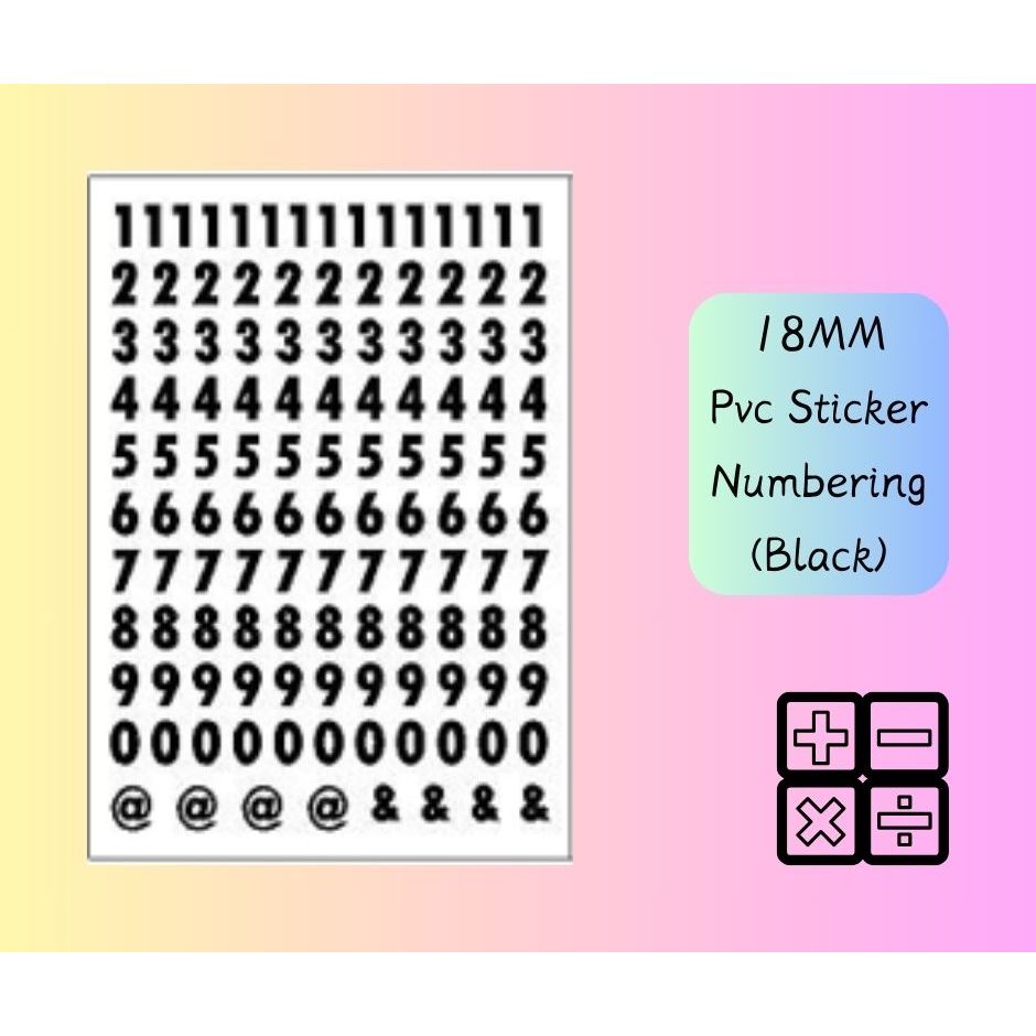 18MM PVC Waterproof Sticker ABC - Alphabet / 123 - Number (1 sheet/pack ...
