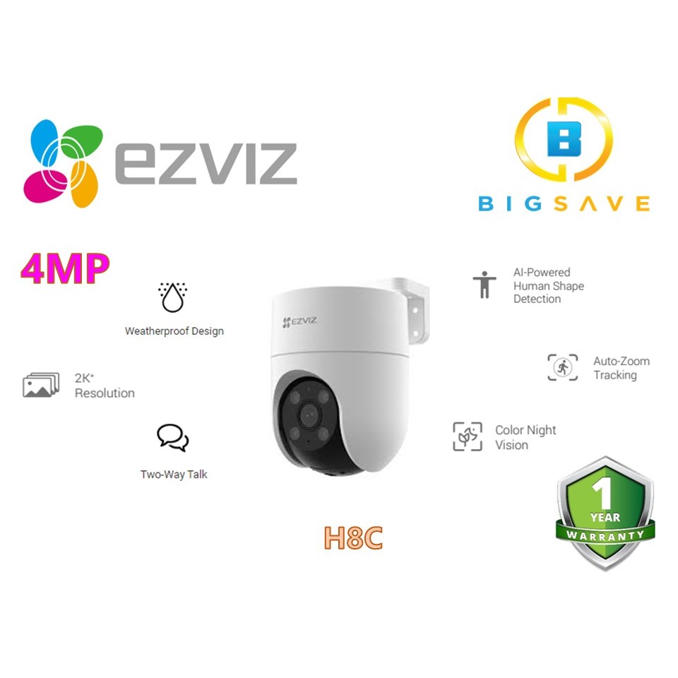 EZVIZ 4MP H8C 2K OUTDOOR PAN & TILT WIFI NETWORK CAMERA | Shopee Malaysia