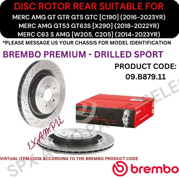 BREMBO GENUINE DISC ROTOR (REAR) FOR MERC AMG GT (GTR, GTC, GTS) [C190 ...