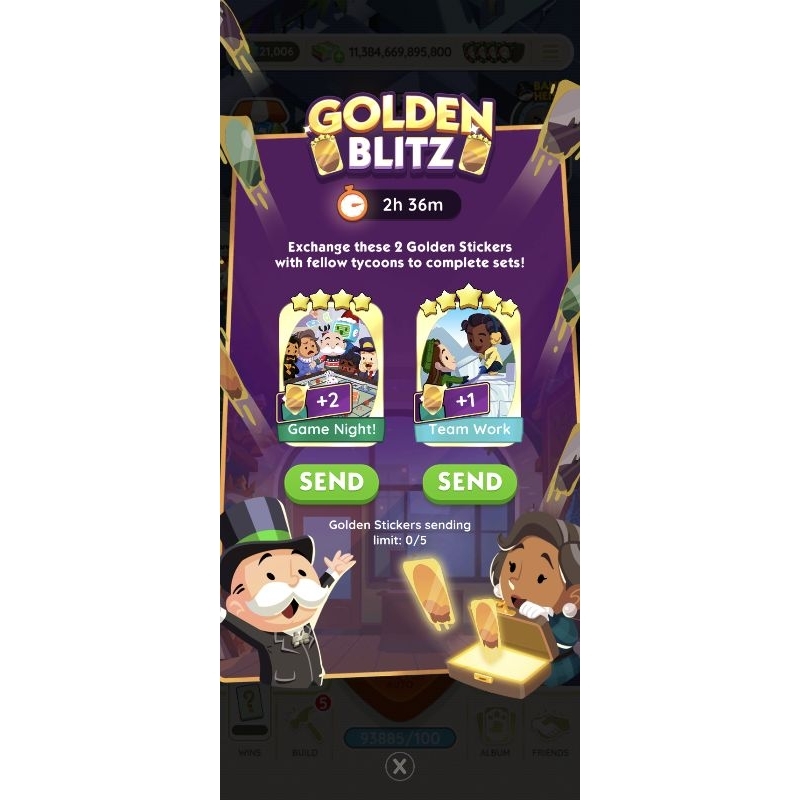 Monopoly Go Golden Blitz Team work & Game Night Sticker 🌟🌟🌟🌟 | Shopee ...