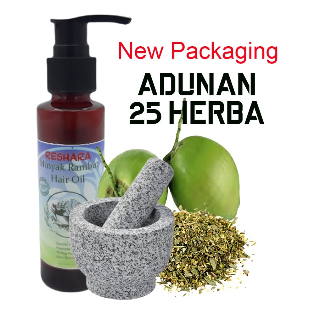 Reshara Hair Oil Blended With 25 Herbs Minyak Rambut Perempuan Lelaki ...