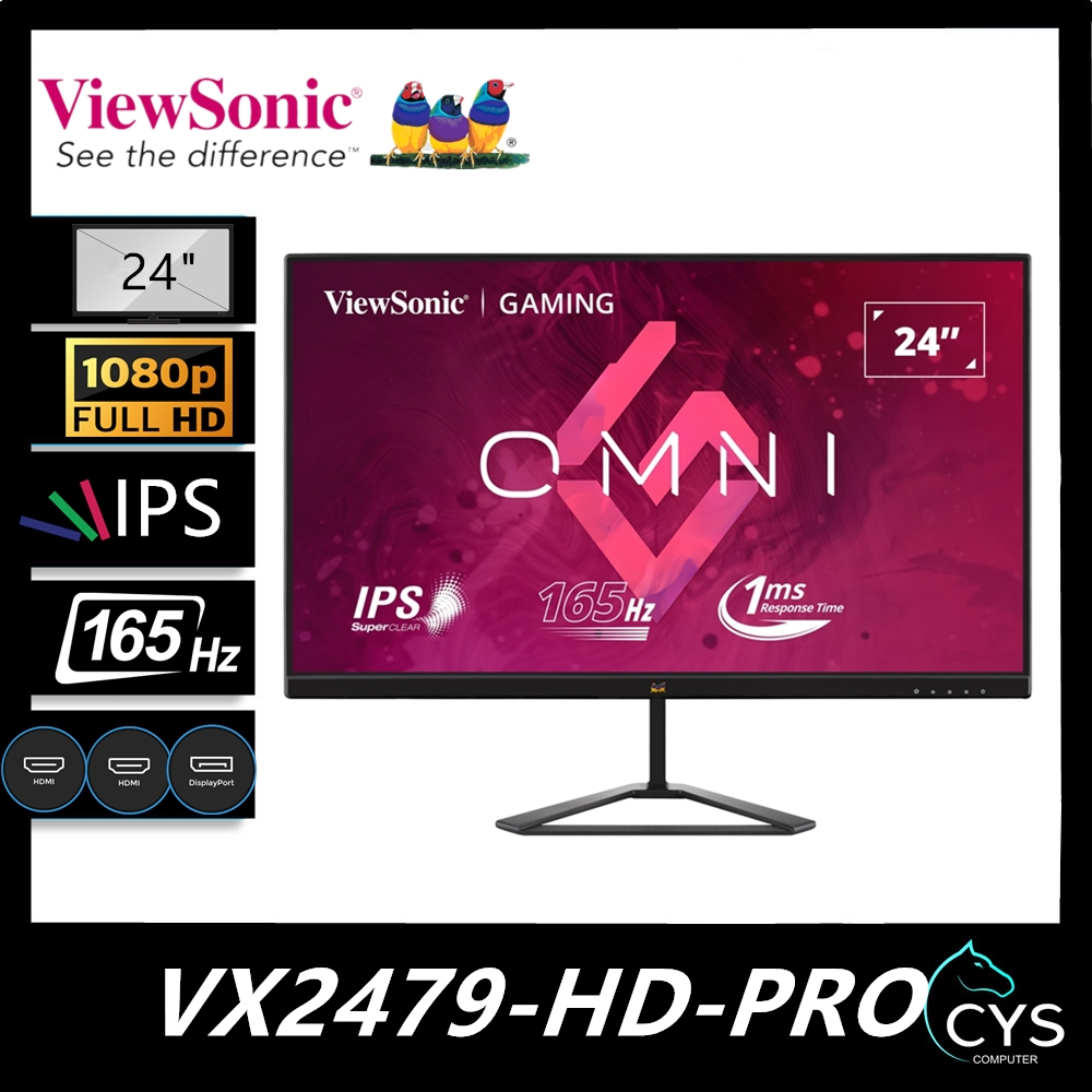 VIEWSONIC VX2479-HD-PRO 23.8" IPS FULL HD 165HZ 1MS GAMING MONITOR ...