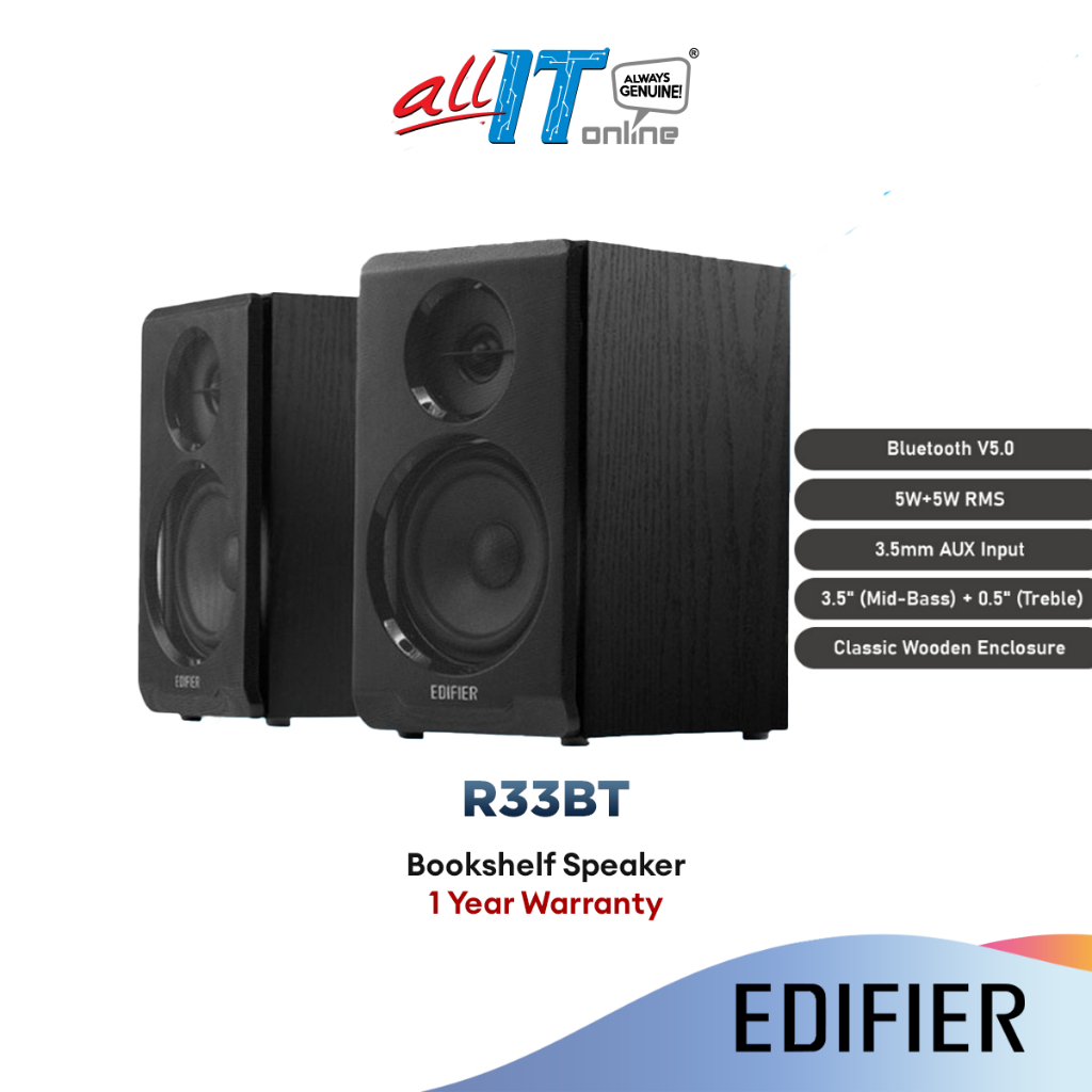 Edifier R33BT - 2.0 Bookshelf Speaker with Bluetooth 5.0 | DSP | Shopee ...