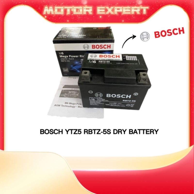 BOSCH YTZ5 BS RBTZ-5S DRY BATTERY BATERI M6 MEGA POWER RIDE 3.5Ah 50A ...