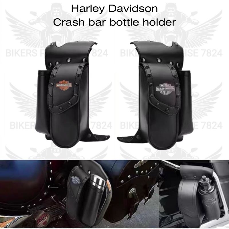 beg botol Harley Davidson Road Glide crash bar bottle storage bag ...