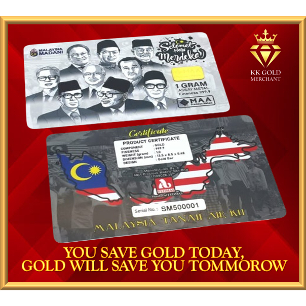 MAA Gold Bar 1g (999.9) 24K Merdeka Limited Edition PMX Malaysia ...