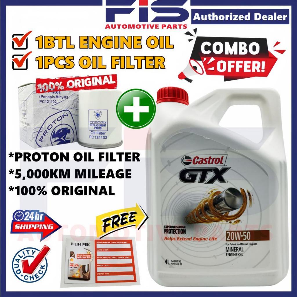 FIS Castrol Engine Oil 20W50 Mineral Base API SL/CF 4Liter Proton ...