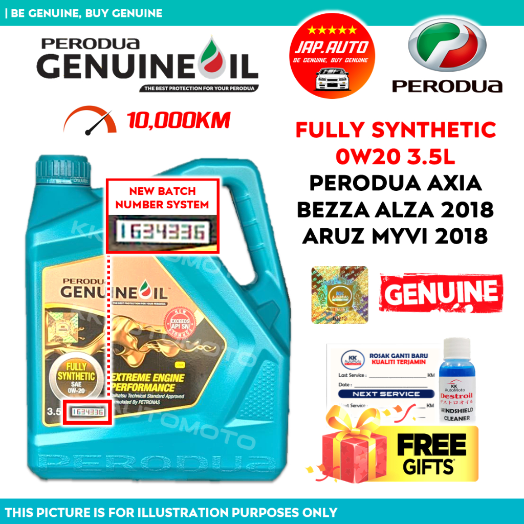 Genuine Green Fully Synthetic Engine Oil 0W20 0W-20 3.5L Perodua Myvi ...