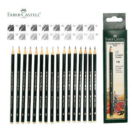 Faber Castell 9000 Graphite Pencil B/HB/2B/3B/4B/5B/6B/7B/8B/F/H/2H ...