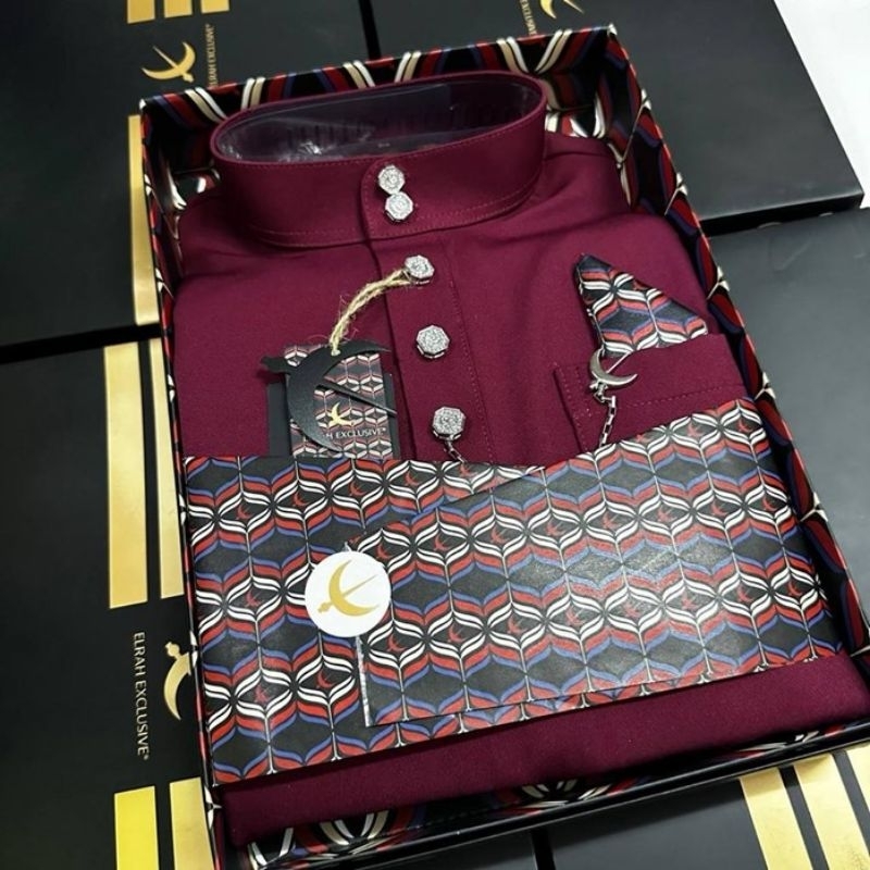 BAJU MELAYU ELRAH EXCLUSIVE ULTIMATE 2.0 (MAROON) C2 | Shopee Malaysia