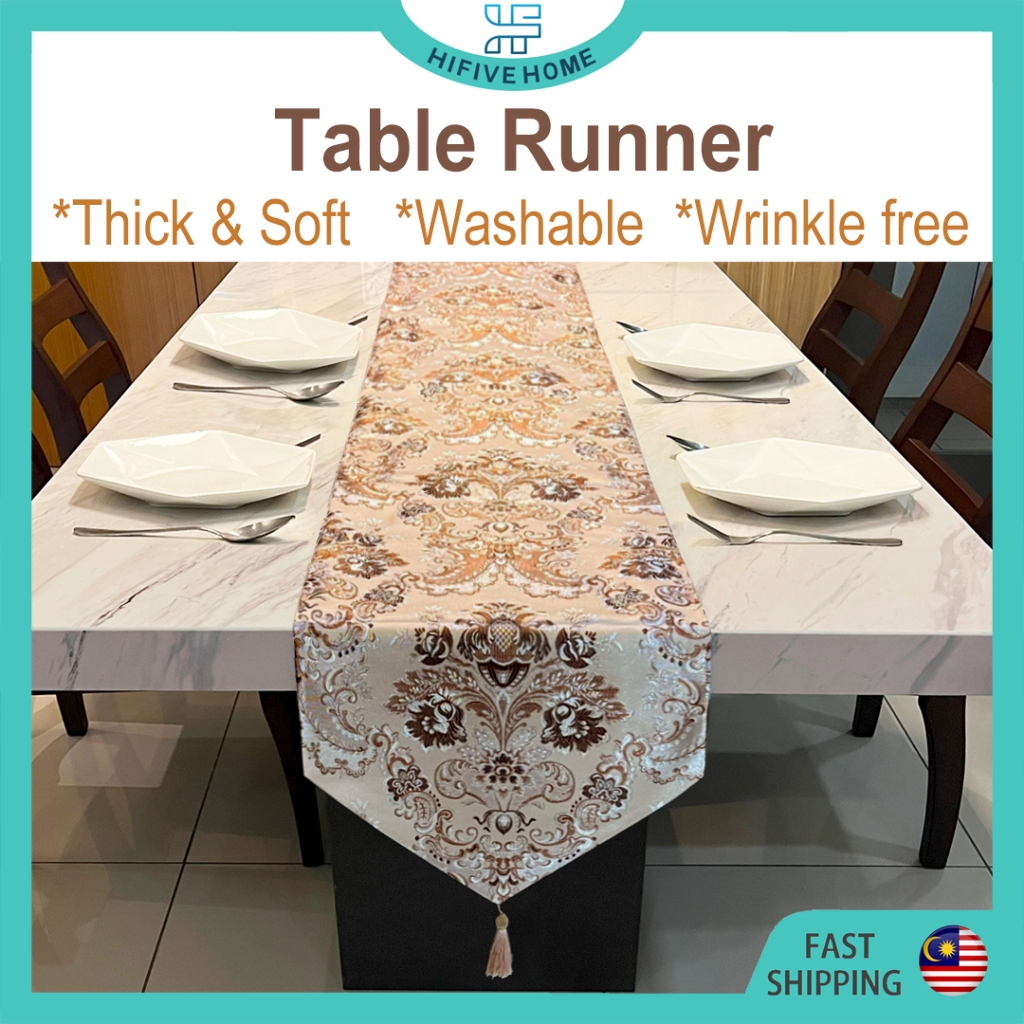 Table Runner European and Painting Style Washable Lace Cloths Stain ...