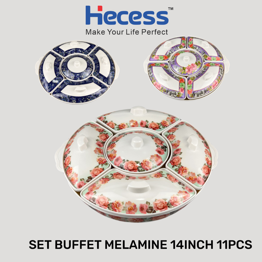 5IN1 Bekas Bulat Berputar / MELAMINE PARTY SERVING SET/ SET BUFFET ...