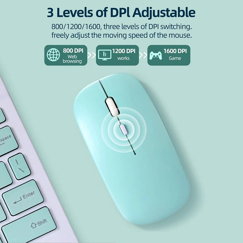 Silent Wireless Bluetooth Mouse (Mint Green) | Shopee Malaysia
