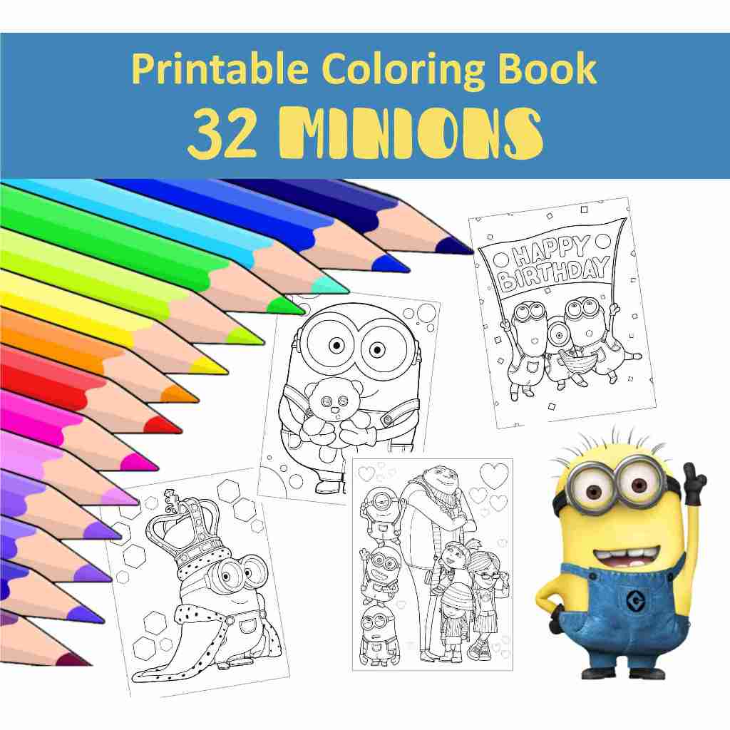 [Softcopy PDF] 32 Minions Coloring Book Printable For Kids Adults ...