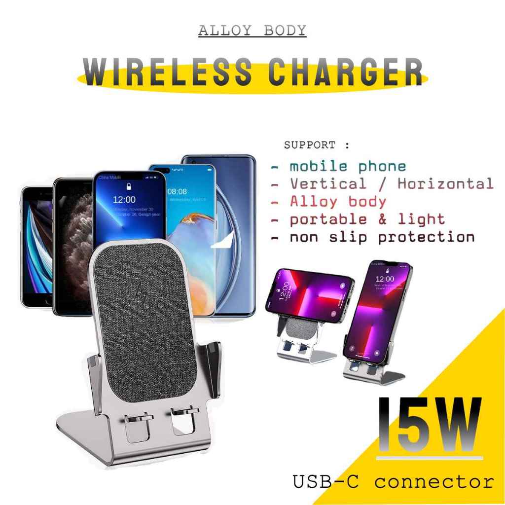Vertical Horizontal Wireless Charging Stand Qi 15W Charger Aluminium ...