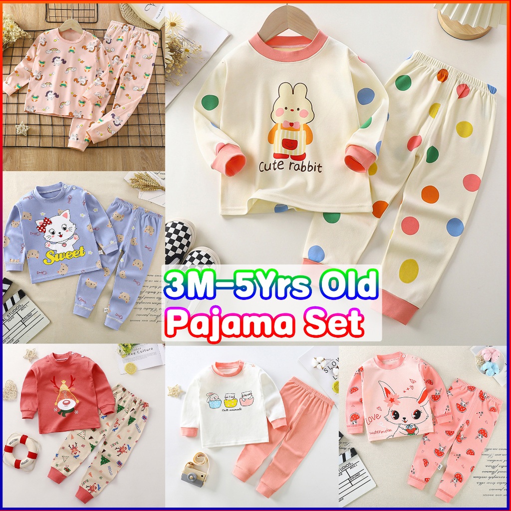 (3m-5yrs) Baby Pyjamas Set Children Sleepwear Tidur Kanak Kids Cloth ...