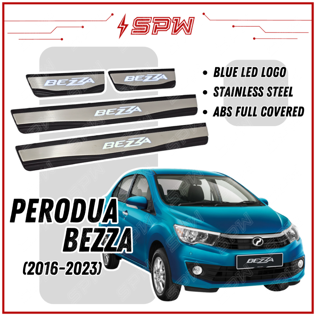 Perodua Bezza (2016-2023) Blue LED 4PCS Side Step ABS Stainless Steel ...
