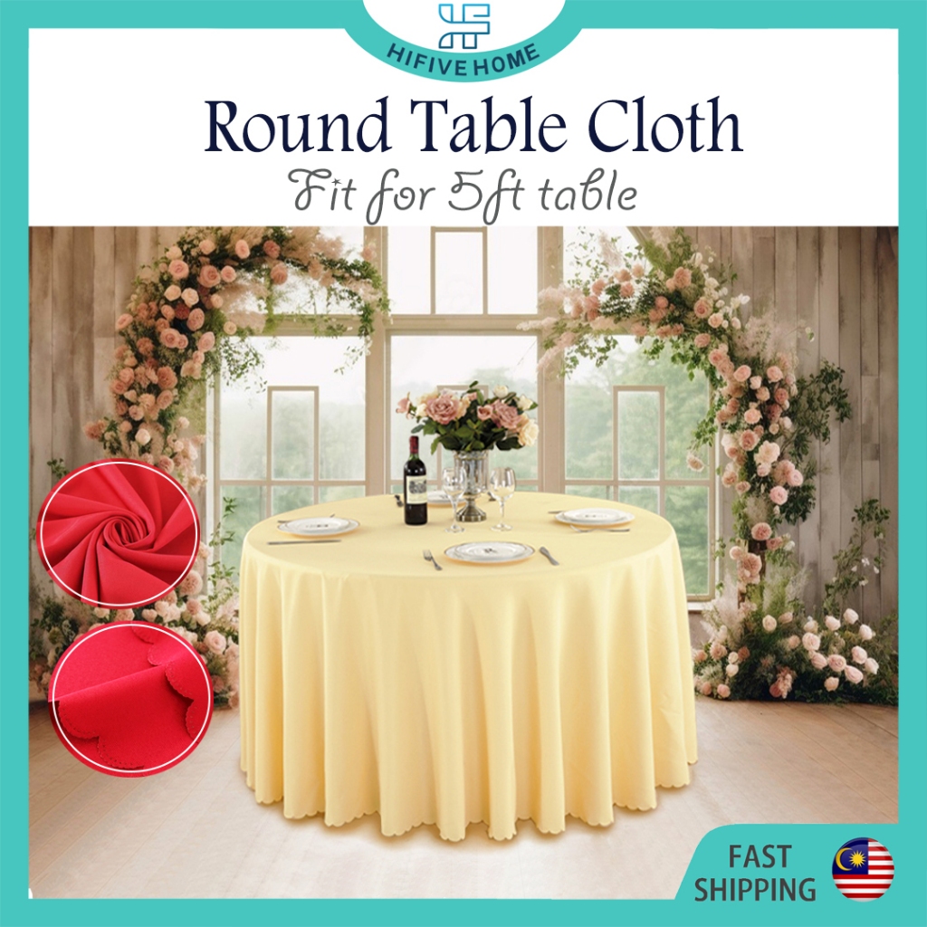 Alas Meja Bulat Banquet 10 Kerusi Round Plain Color Table Cloth Cover ...