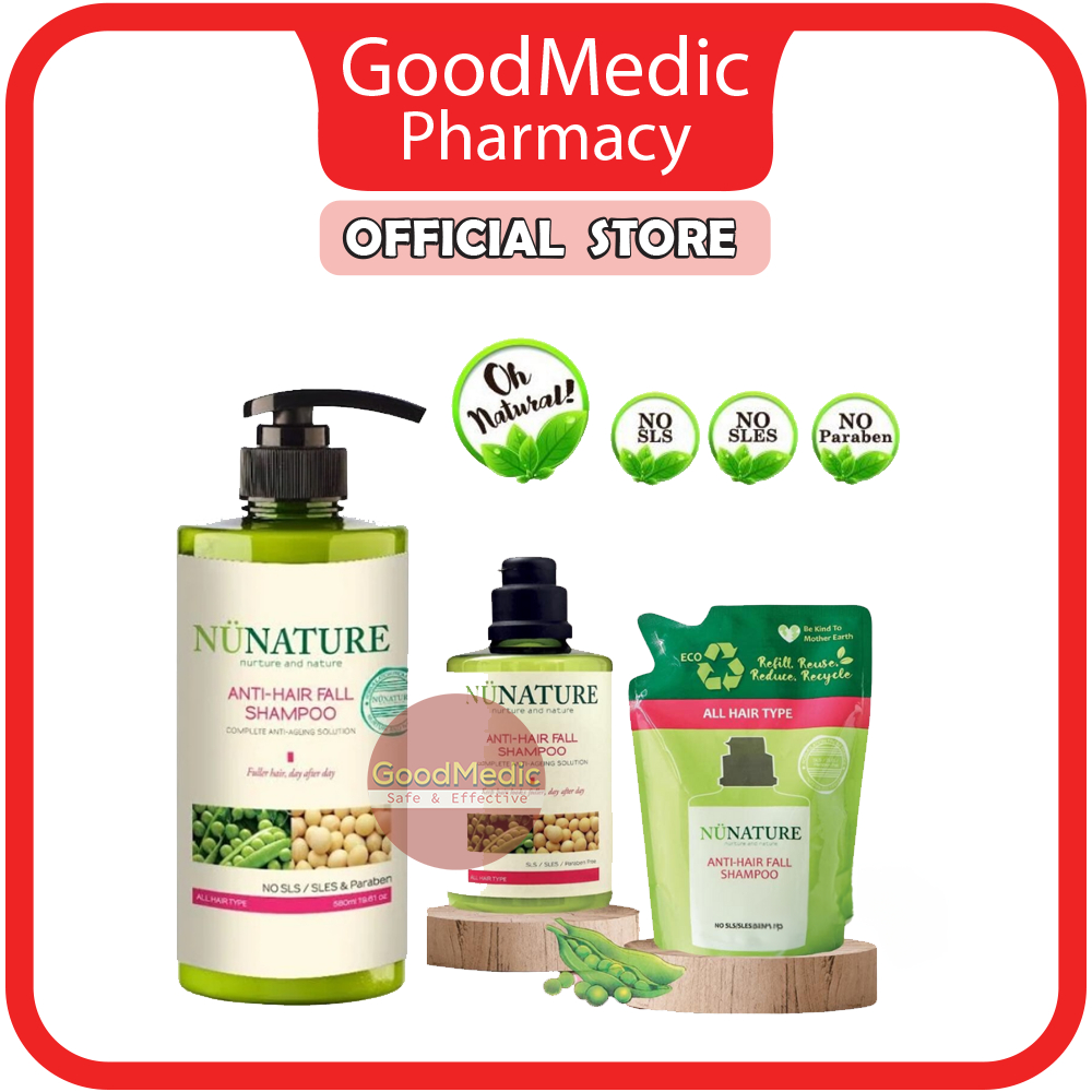 NuNature Anti-Hair Fall Shampoo 580ml/450ml / Refill Pack 400ml (Nu ...