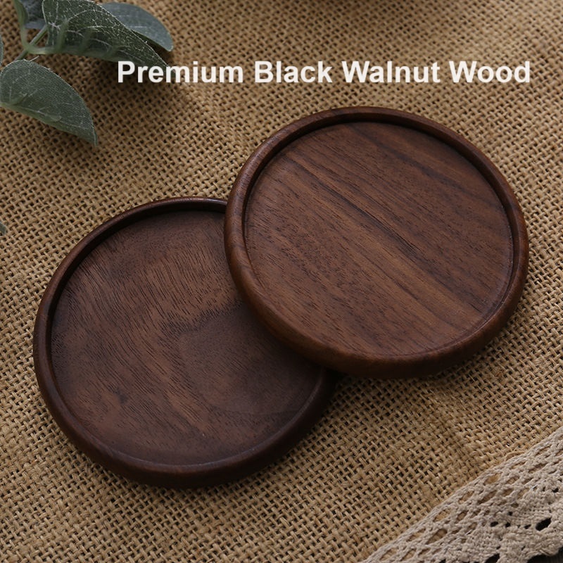 [Solid Wood]Black Walnut Wood Coasters Drink Mat Glass Mat Cup Set Mug ...