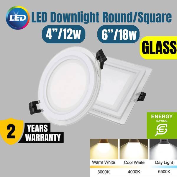 LED GLASS Downlight 12W 18W 4"/6'' Round / Square Recessed Downlight ...