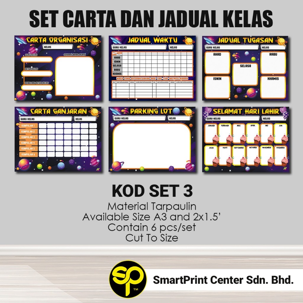 BANNER SET KECERIAAN KELAS (CARTA DAN JADUAL) PKK/ PAK21 PELBAGAI TEMA ...