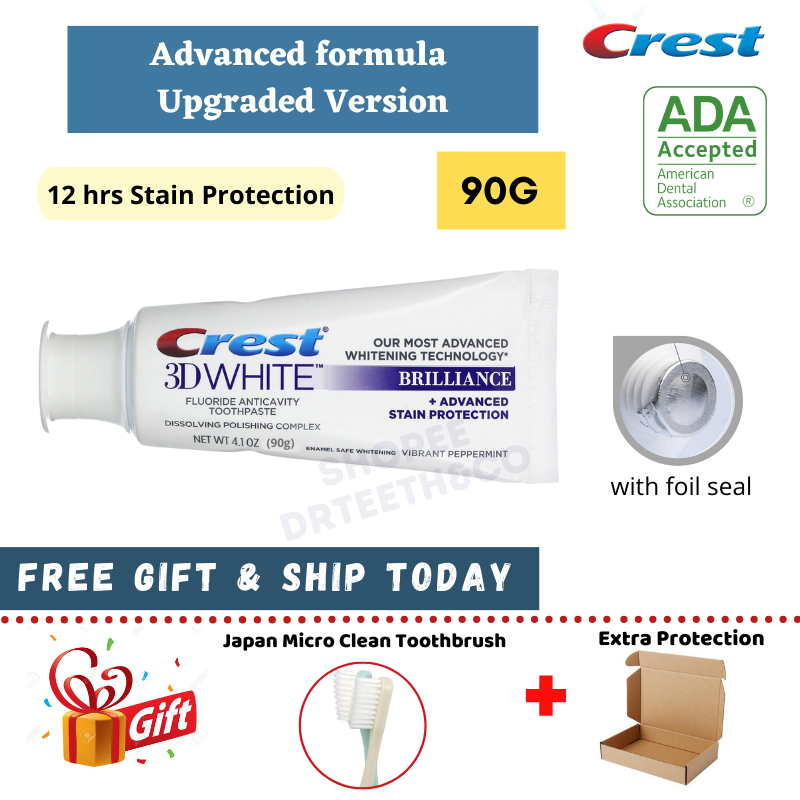 PROMO🔥 Upgraded 2024 Advanced Formula Crest 3D White pro Brilliance White Toothpaste 20G/110G ...