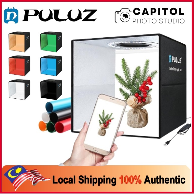 Puluz 25cm 40cm LED Product Case Lightbox Folding Mini Photo Studio ...