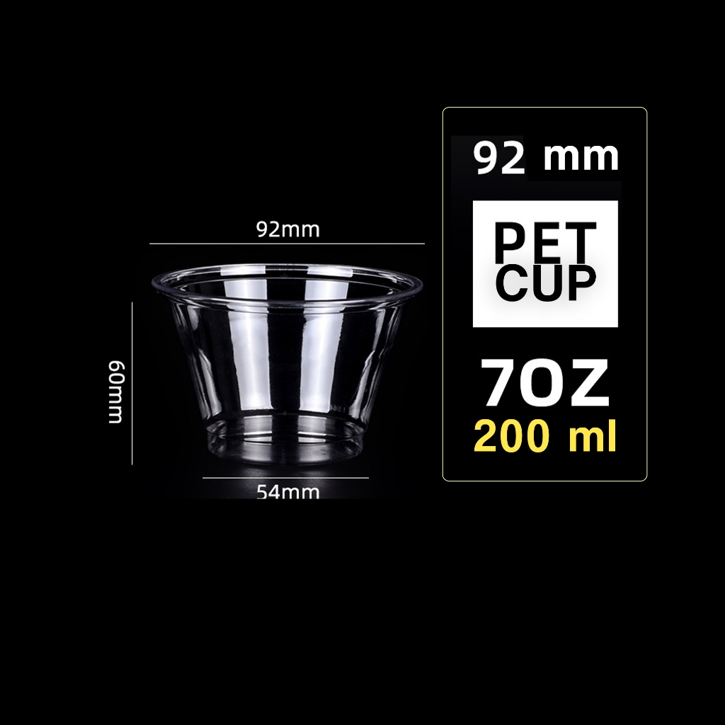 (92mm) PET Cup Cold Coffee Latte Tea Cup Boba Bubble Milk Cup Disposable Take Away (7oz/9oz/10oz ...