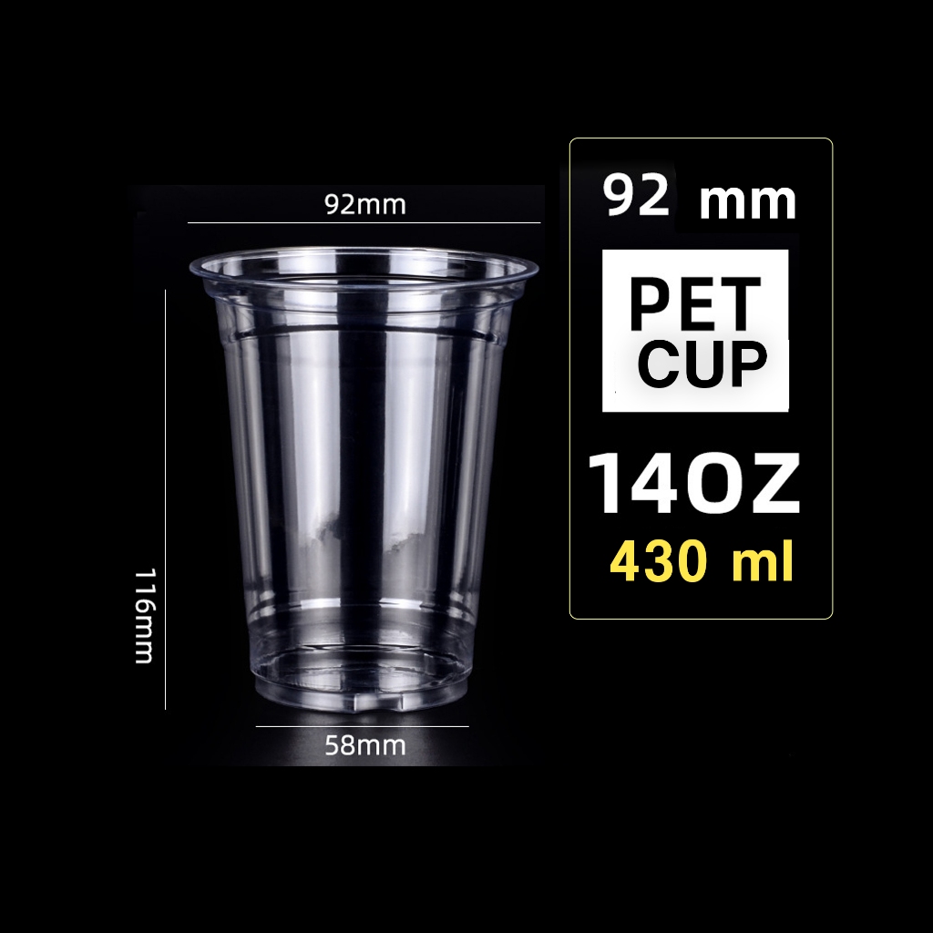 (92mm) PET Cup Cold Coffee Latte Tea Cup Boba Bubble Milk Cup Disposable Take Away (7oz/9oz/10oz ...