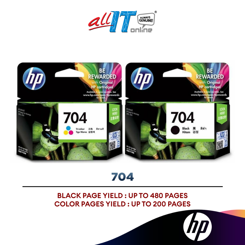 HP 704 Black HP 704 Color Ink Cartridge HP Deskjet Ink Advantage 2010 ...