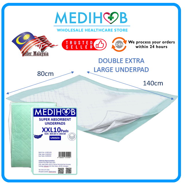 MEDIHUB Underpad (XXL) Double Extra Large (80x140cm) 10s/pack | Shopee ...