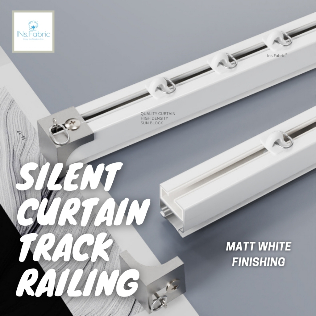 Ins.fabric Silent track white, curtain track aluminium powder coated ...