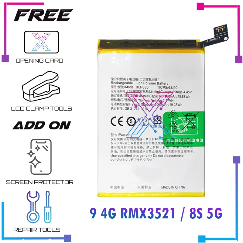 Battery BLP883 Compatible For Realme 8S 5G / Realme 9 4G RMX3521 (4880 ...