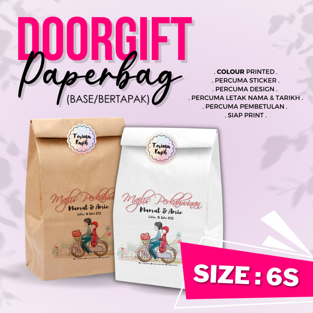 Paper Bag Doorgift (6S) With Base [50pcs~550pcs] + Colour Printed ...