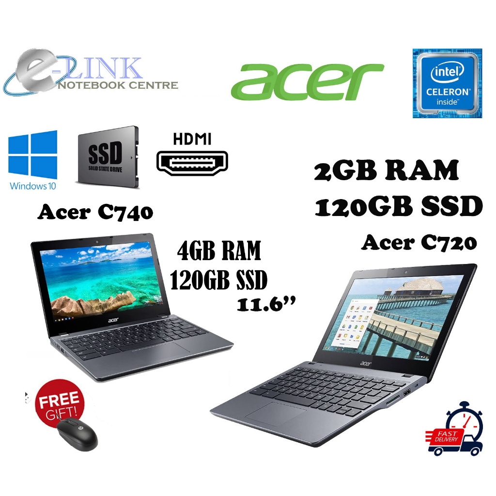 ( Termurah Acer C720 / C740 / C720 Touch Windows 10 Laptop )Intel Celeron 32GB / 128GB / 256GB ...