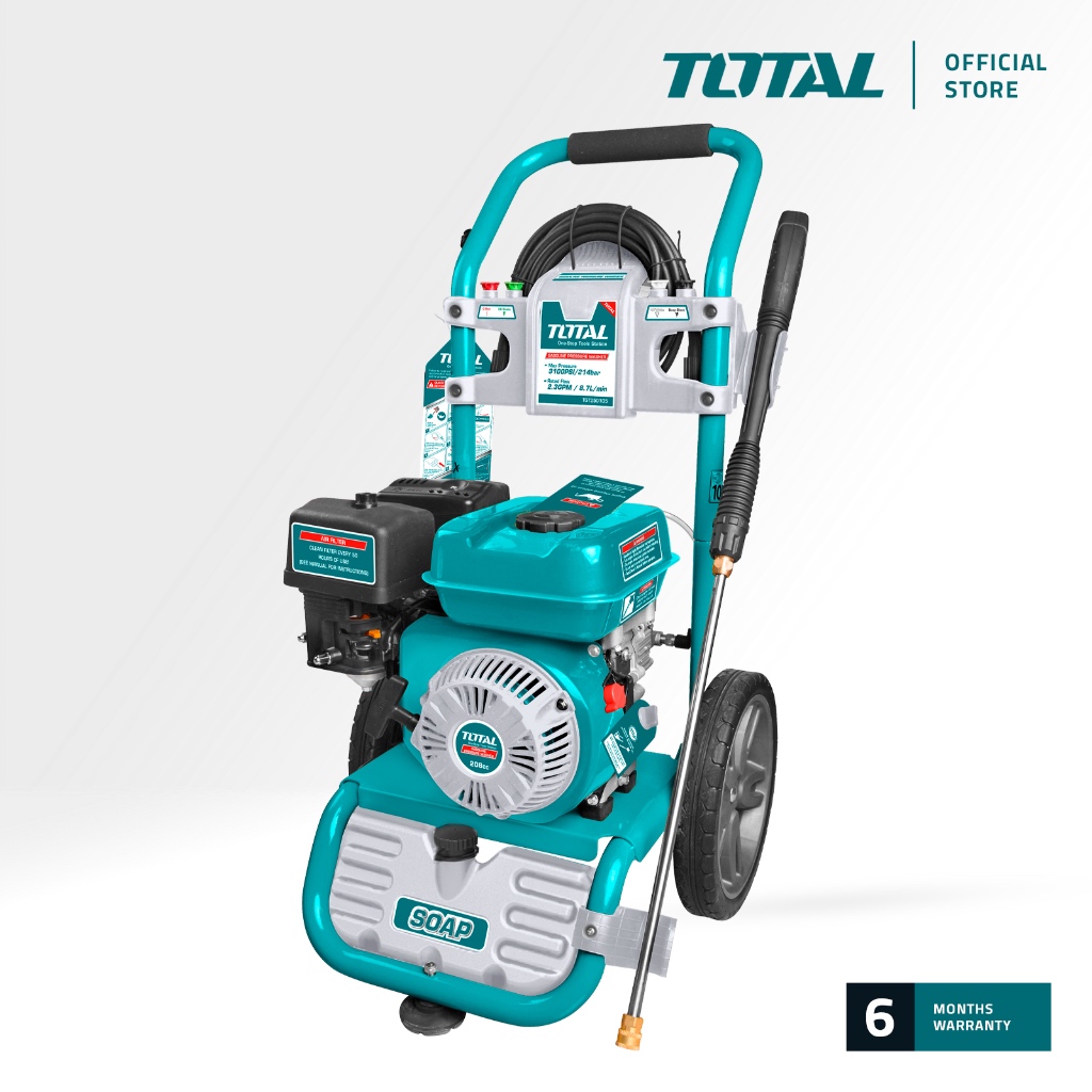 TOTAL Gasoline Pressure Washer 6.0HP-Metal Lance + Nozzles (3 Pcs ...
