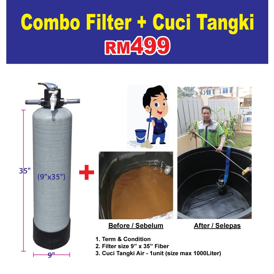 Cuci Tangki Air Water tank cleaning service + Install water filter ...