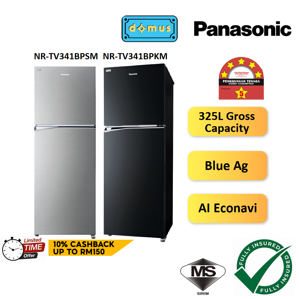 Panasonic Refrigerator 2 Door Inverter 325L Fridge Peti Sejuk Peti Ais ...
