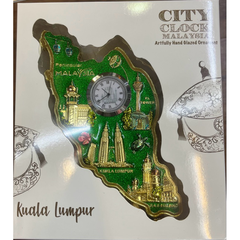 Malaysia map souvenir Metal table clock decoration twin tower KLCC ...