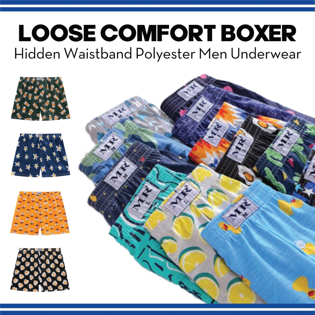MR Boxer Random Design With Front Button for Men Seluar Pendek (1 pc ...