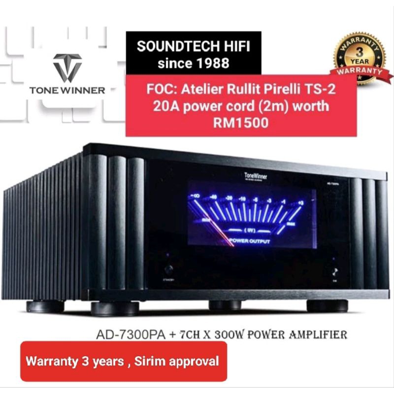 ToneWinner AD-7300 Plus 7x300Watts Channel Power Amp @8 Ohms + FOC cable worth RM1500 | Shopee ...