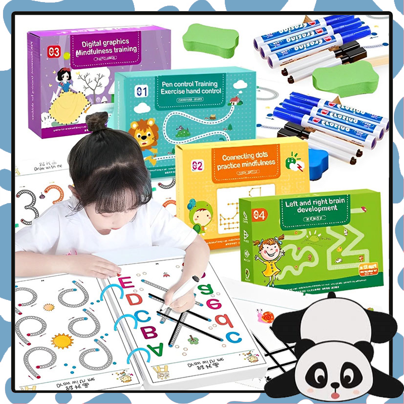 136 Pages Magic Tracing Book for Kids Pre-school Writing Books Reusable ...