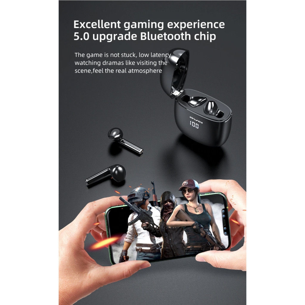 Awei TWS T28/T28P LED Digital Display True Wireless Bluetooth Low ...