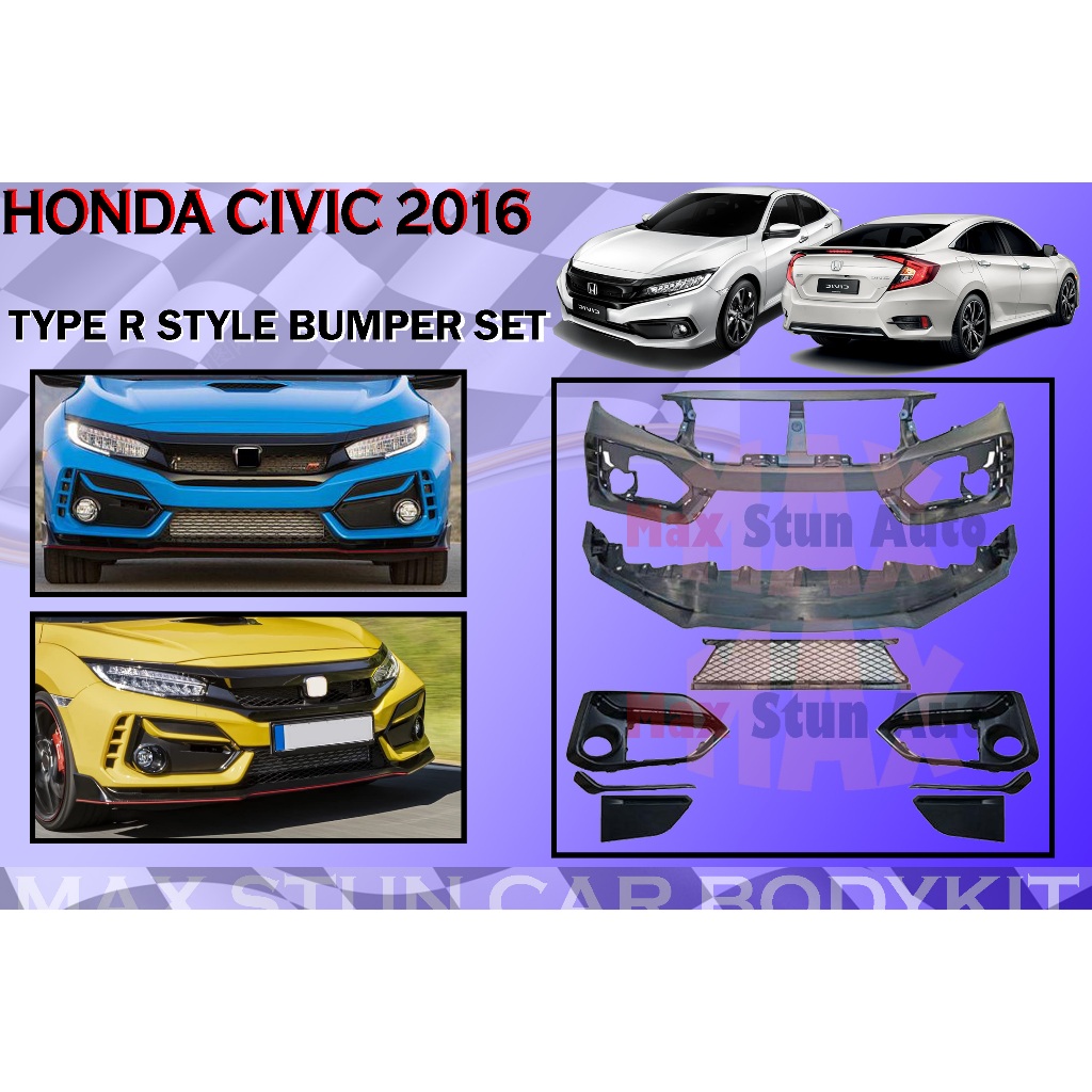 HONDA CIVIC FC TYPE R 2020 BODYKIT FRONT&REAR BUMPER V LIP SIDE SKIRT ...