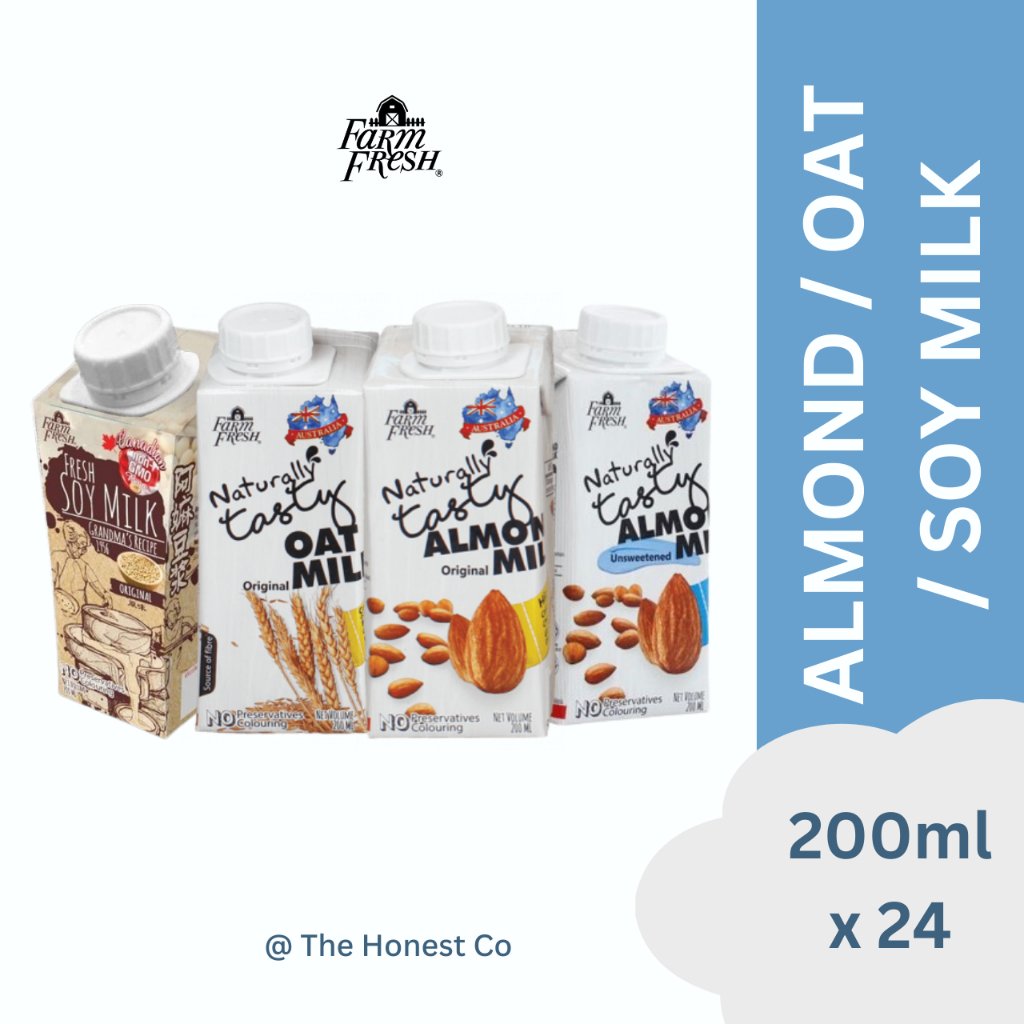 NUTRITIOUS UHT FARM FRESH ALMOND/UNSWEET ALMOND/OAT/SOY MILK 200ML X 24 ...