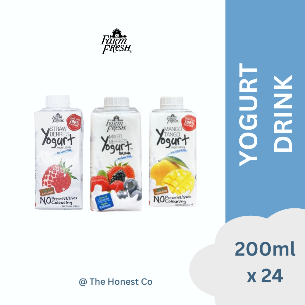 FARM FRESH UHT YOGURT DRINK 200ML X 24 PACKS - 1 CARTON | - The Honest Co. | Shopee Malaysia