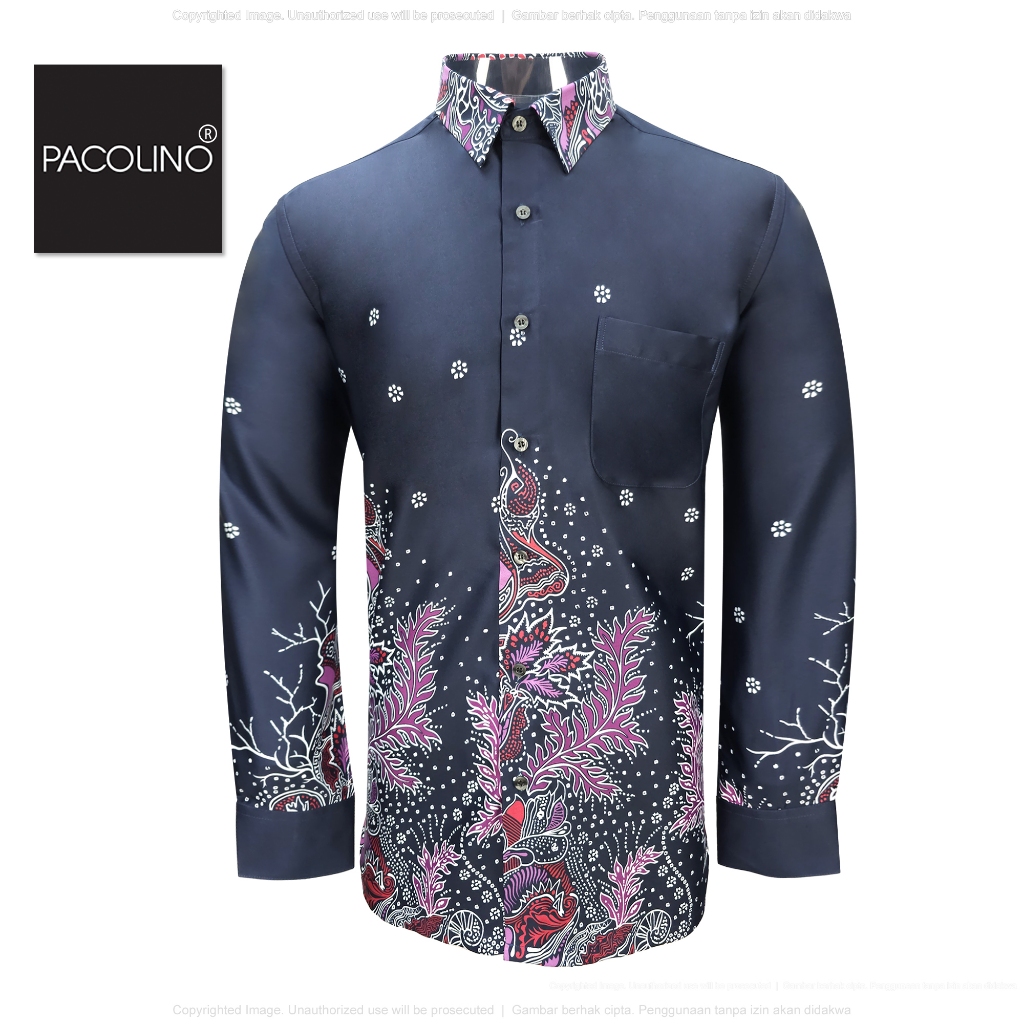 Pacolino Malaysia Men Batik Long Sleeve Regular - Dark Blue Colour ...