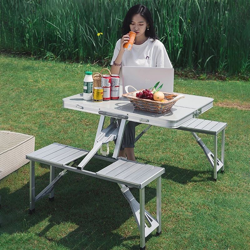 Ready Stock 🔥 Meja Lipat BBQ Portable Foldable Table With 4 Chair Light ...