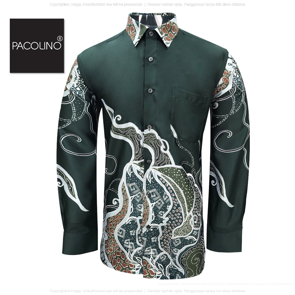 Pacolino Malaysia Men Batik Long Sleeve Regular - Green Colour 22622 ...